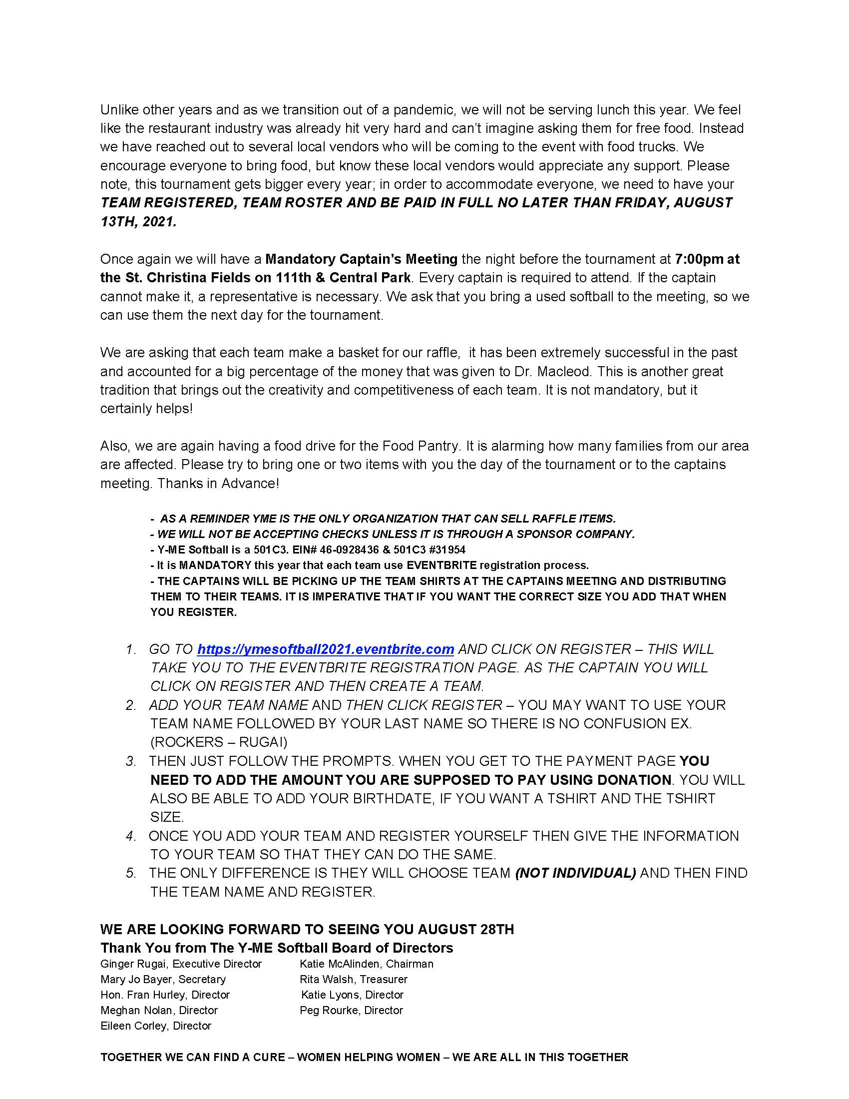 Captain Letter - Y-Me Softball